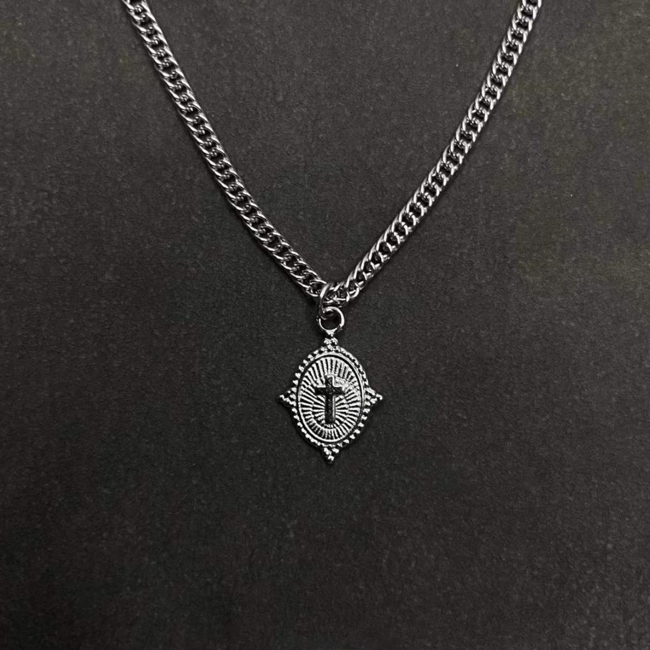 Silmple Trendy Cross Necklace Titanium Steel Length:... - Depop