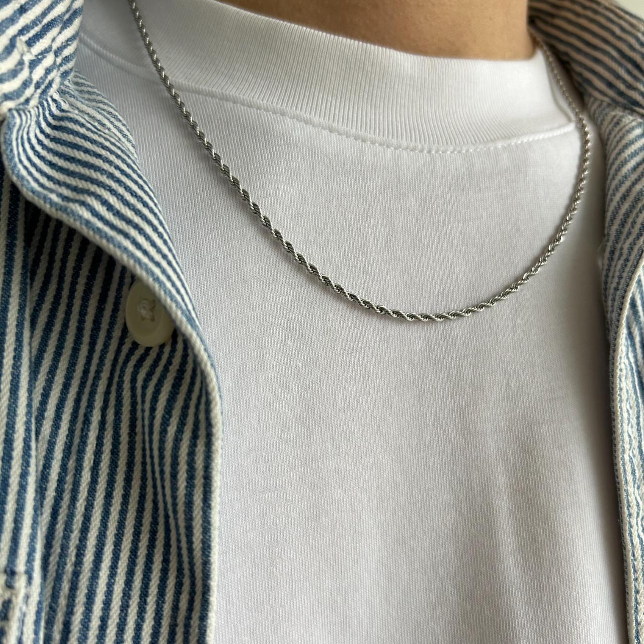 Rope chain necklace • layering chain necklace 2mm... - Depop