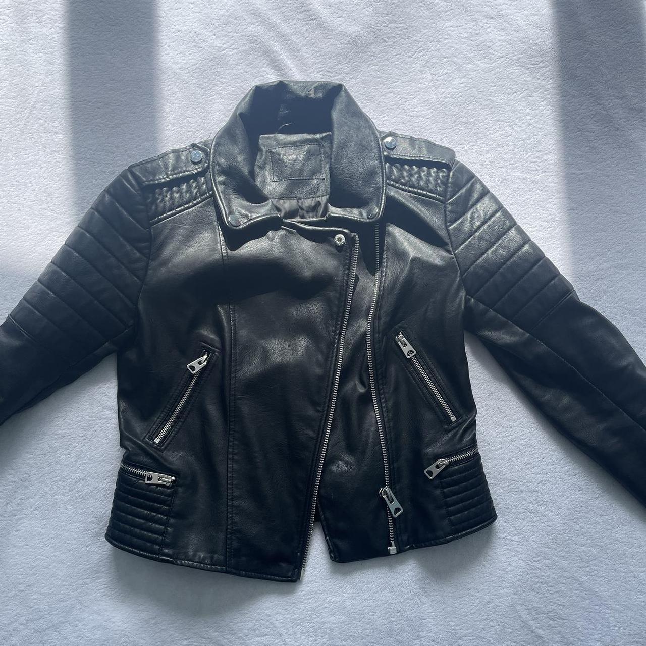 Jennyfer faux leather jacket signs of wear on brand... | Depop