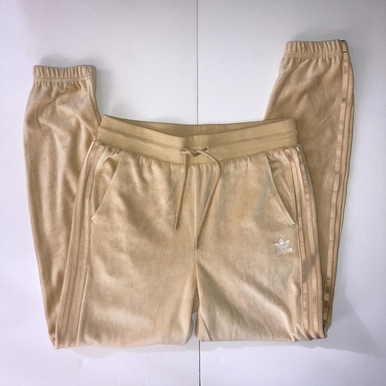 Pale yellow velvet adidas tracksuit set Mint... - Depop