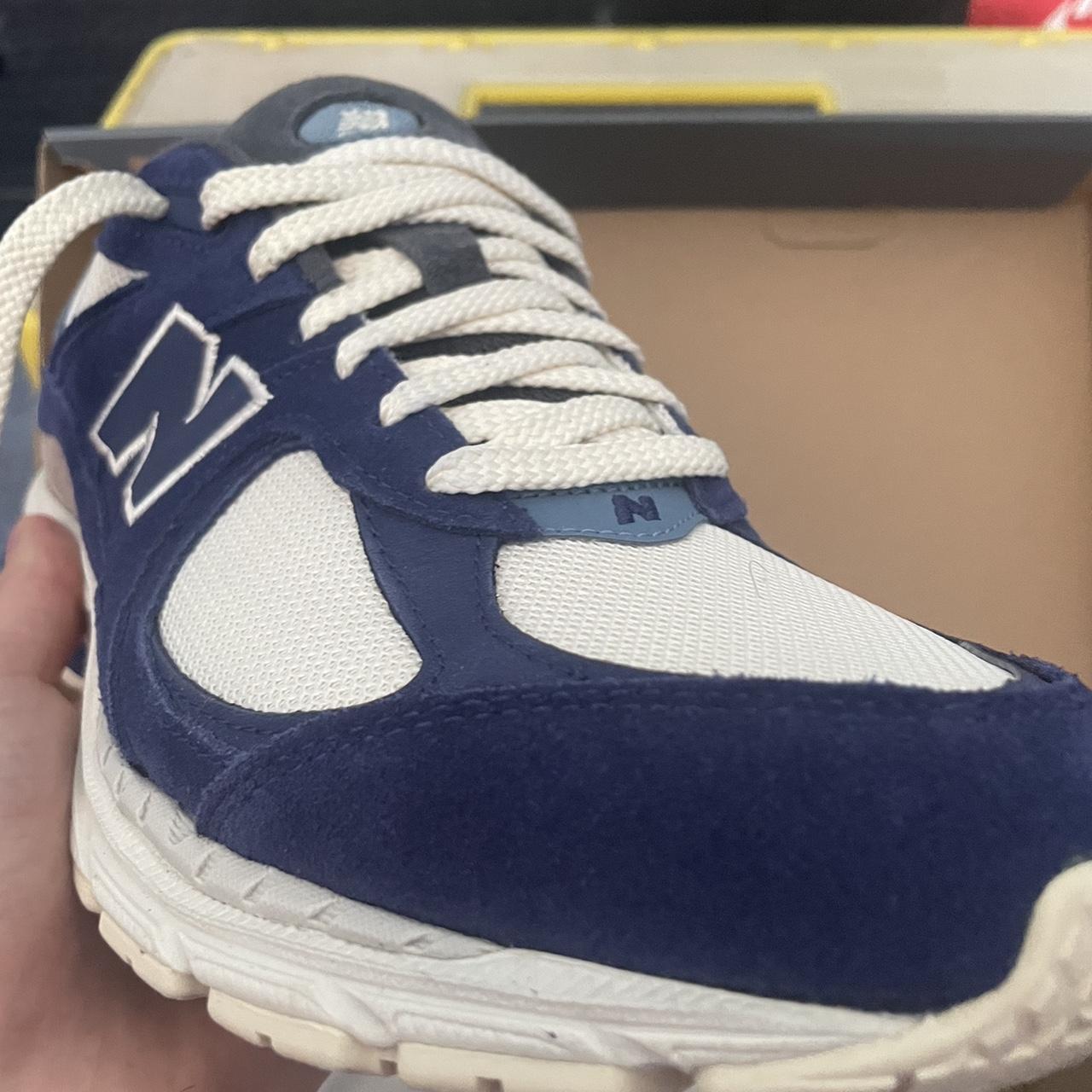 New Balance 2002r Light cream/ Purple Size UK 10 - Depop