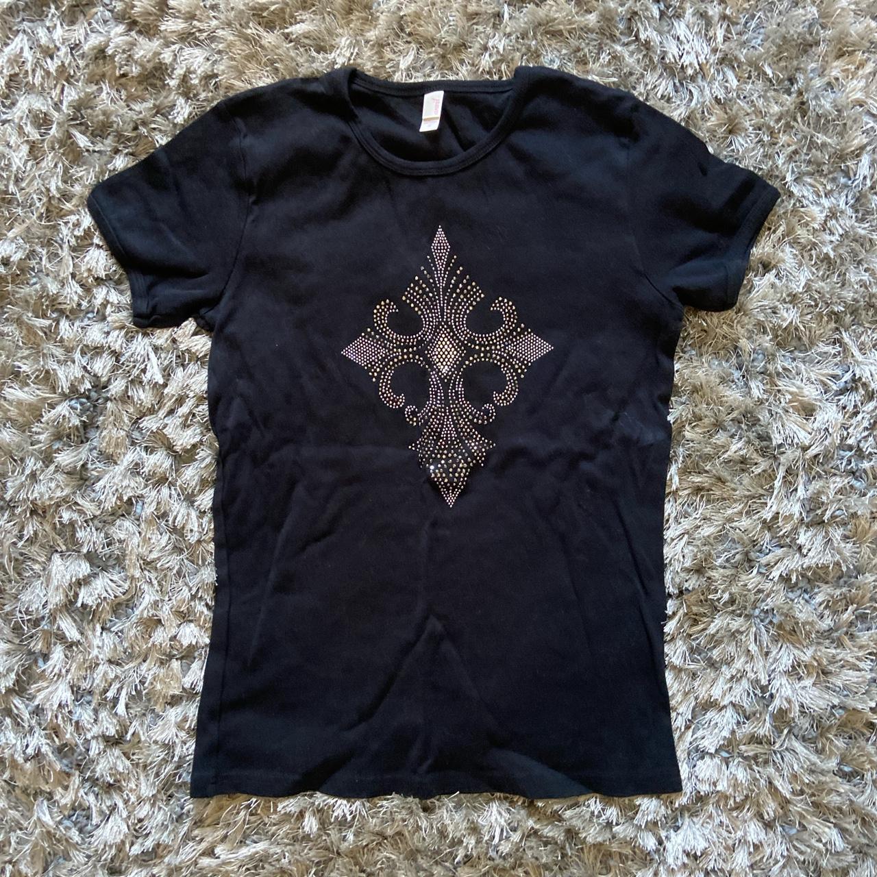 grunge rhinestone y2k design women’s top women’s... - Depop