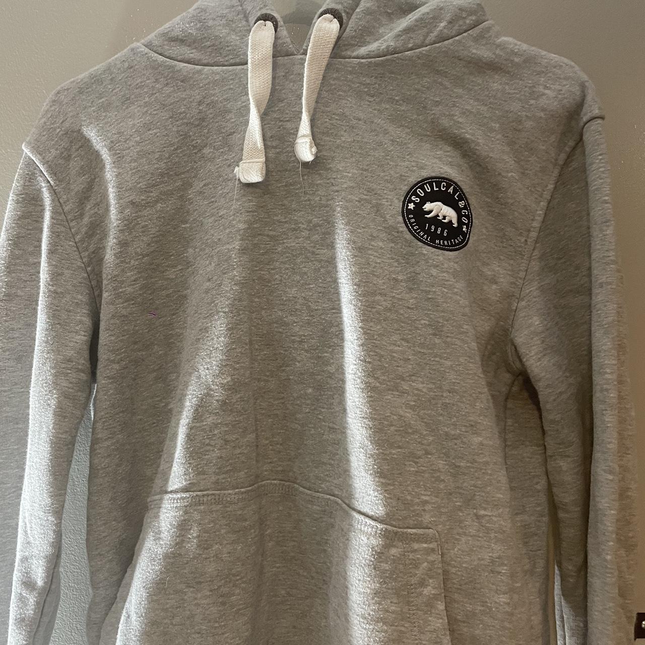 Soul Cal Men's Grey and Black Hoodie | Depop