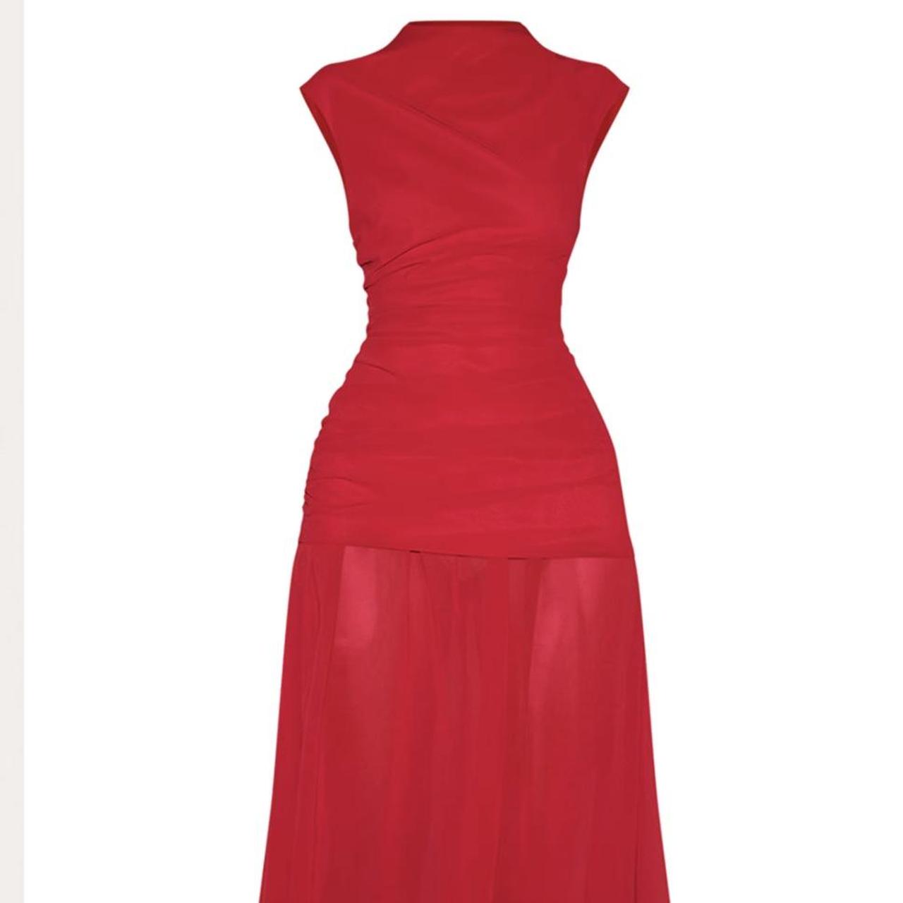 Red Chiffon Maxi party dress BRAND NEW size 8/M -... | Depop