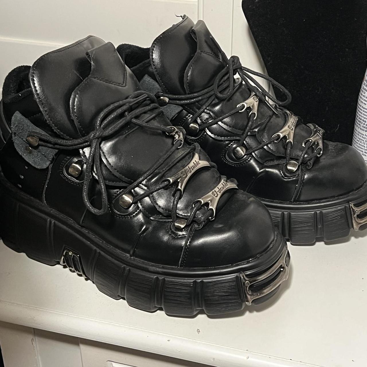 chunky black platform boots, similar to new rock.... - Depop