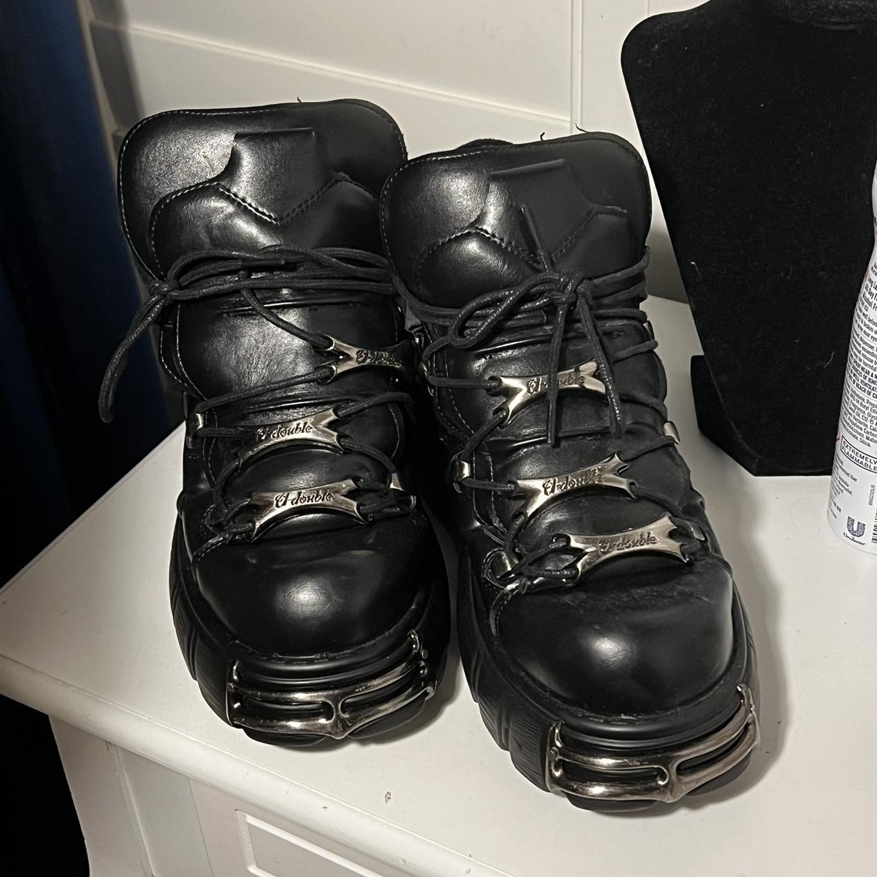 chunky black platform boots, similar to new rock.... - Depop