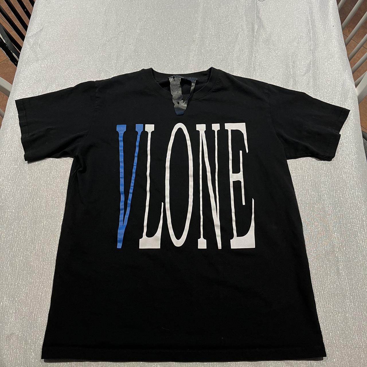 Vlone Men's Black and Blue T-shirt | Depop