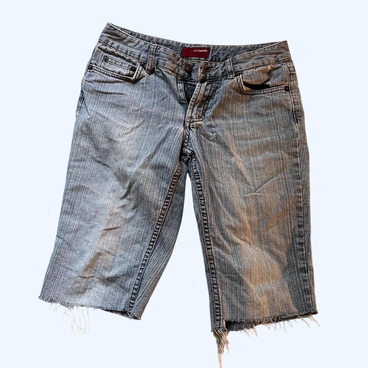 2000’s jorts - low rise - distressed denim - size... - Depop