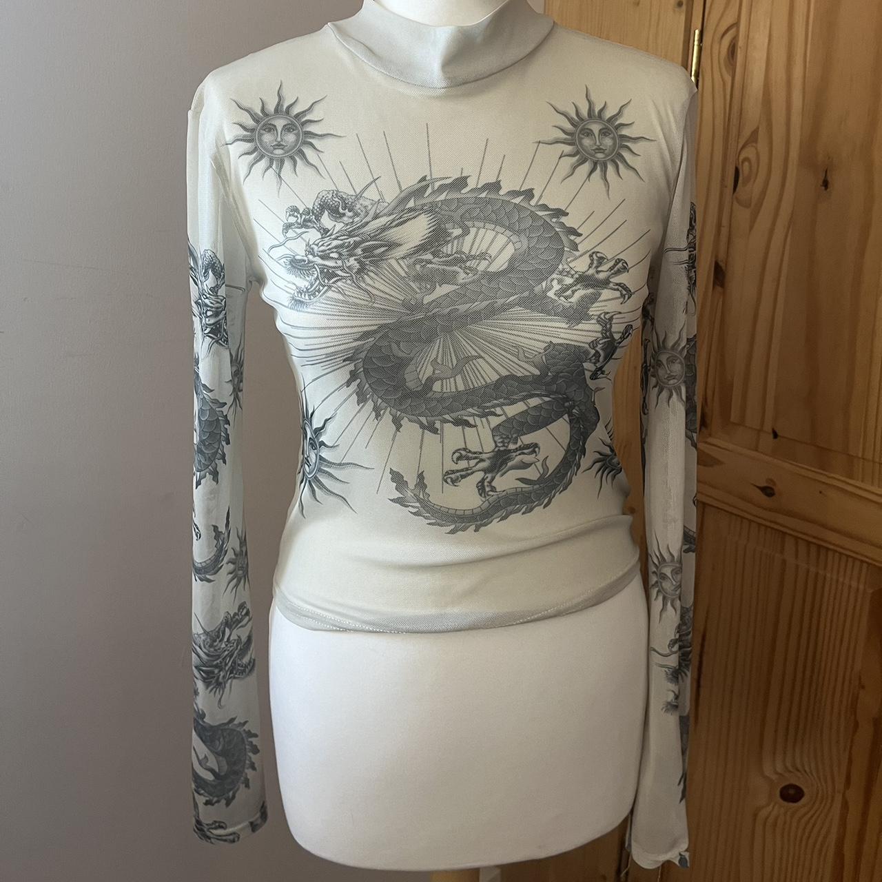 urban outfitters mesh dragon top - worn a couple... - Depop