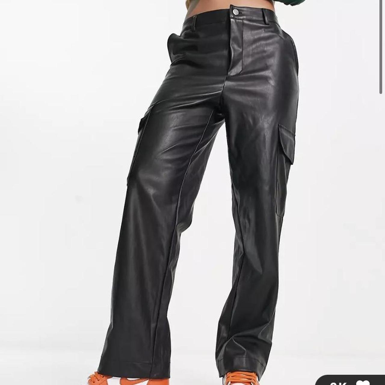 new look leather cargo pants bought from asos brand... - Depop