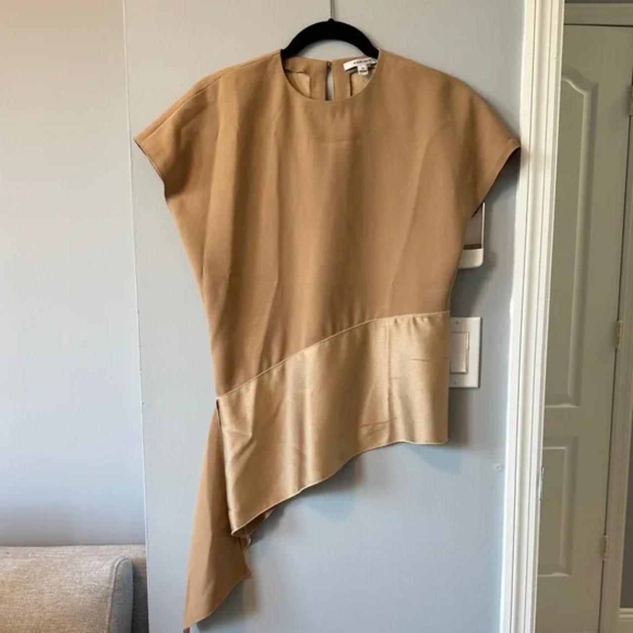 Carven short sleeve top in a rich camel color with... - Depop