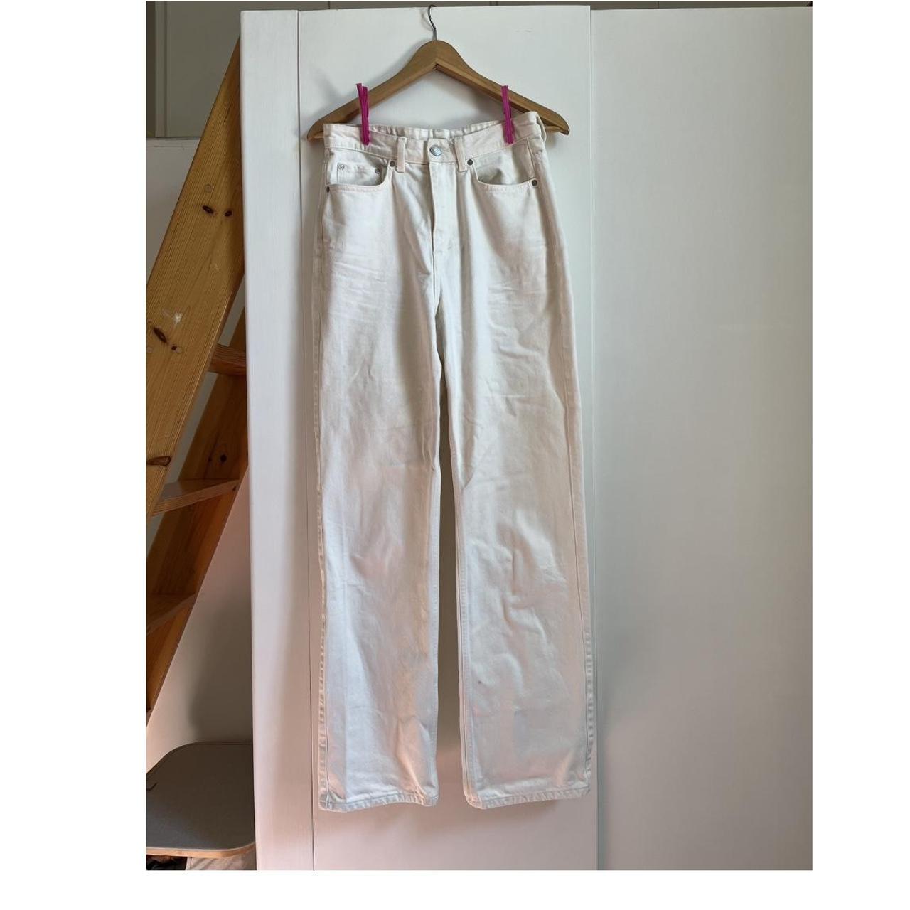 Weekday White wide-leg / relaxed-fit jeans - W 28” L... - Depop