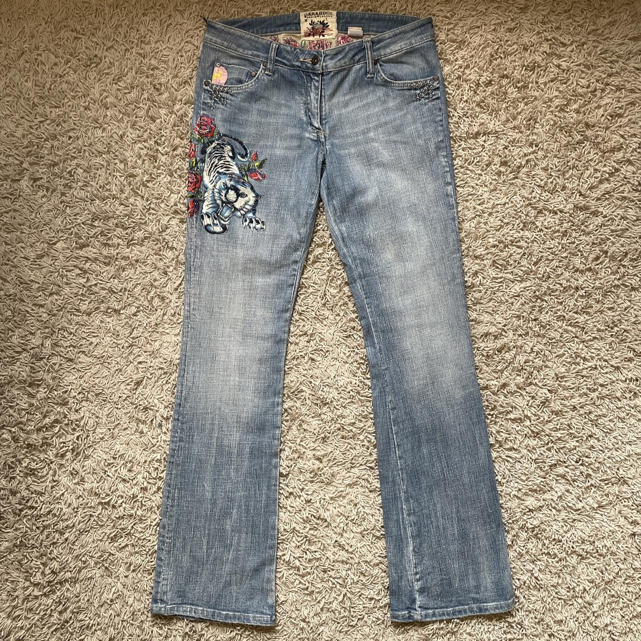 Parasuco Low rise Flare Tiger jeans Insane Y2K... - Depop
