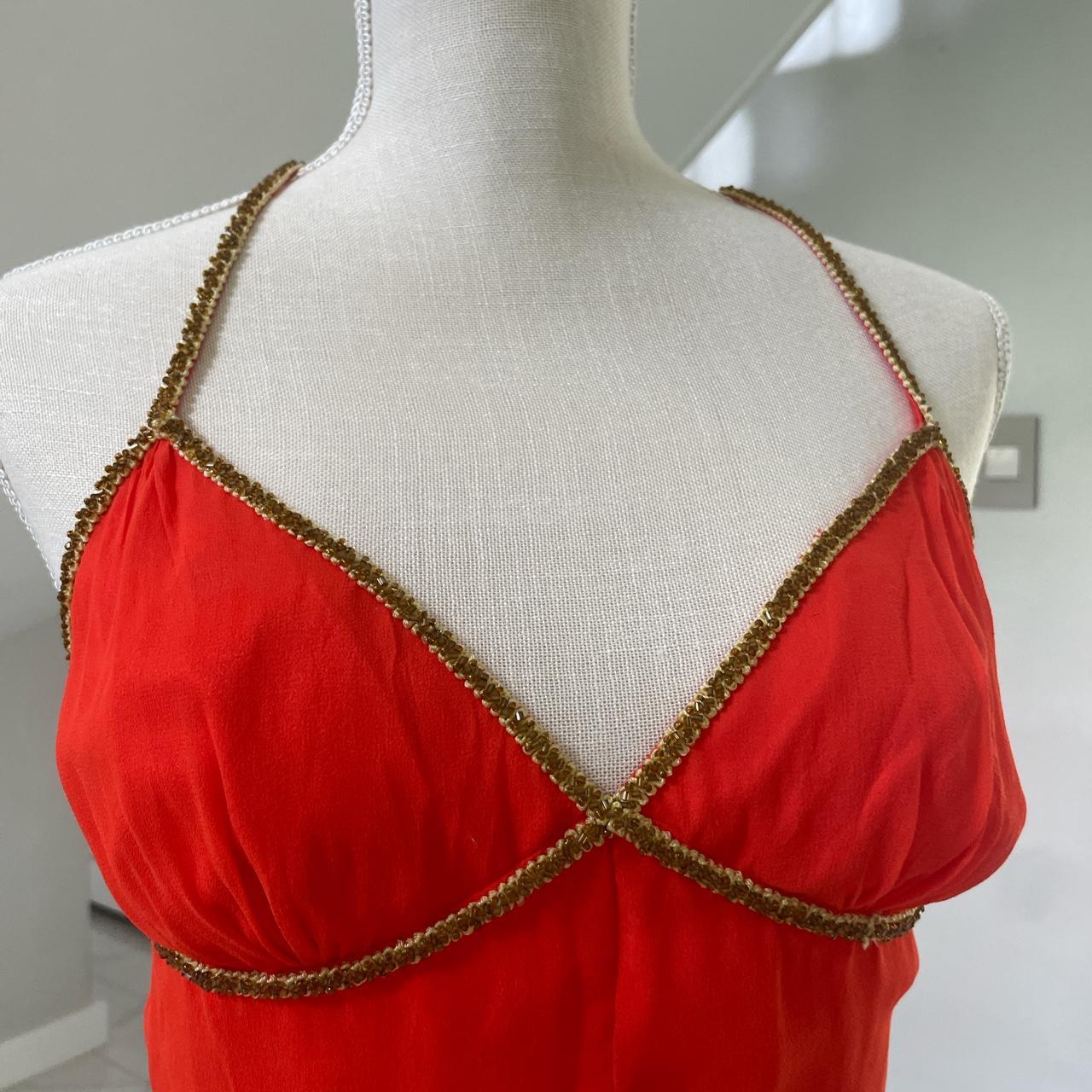 Beautiful Orange Flowy Summer Dress with Criss-Cross... - Depop