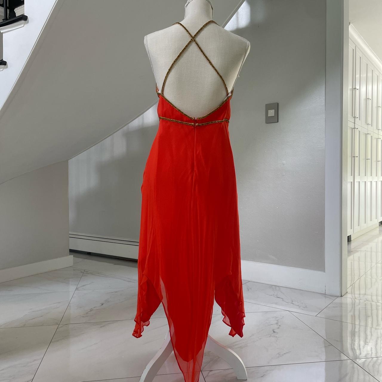 Beautiful Orange Flowy Summer Dress with Criss-Cross... - Depop