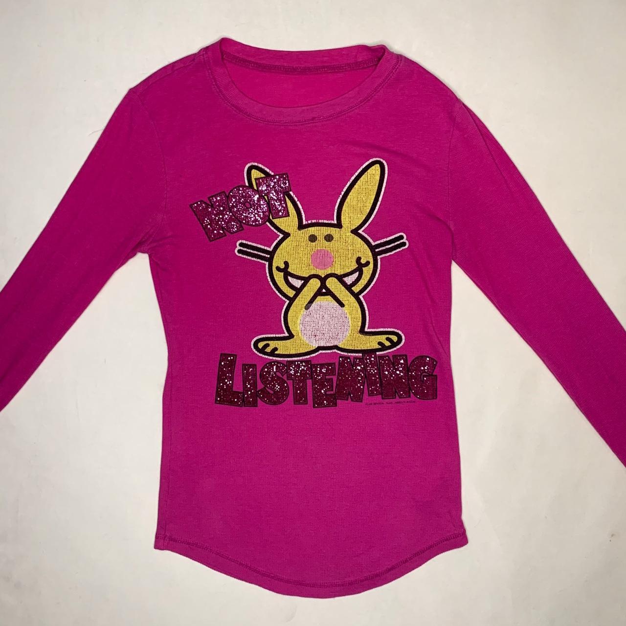 Happy Bunny pink long sleeve In good condition.... - Depop
