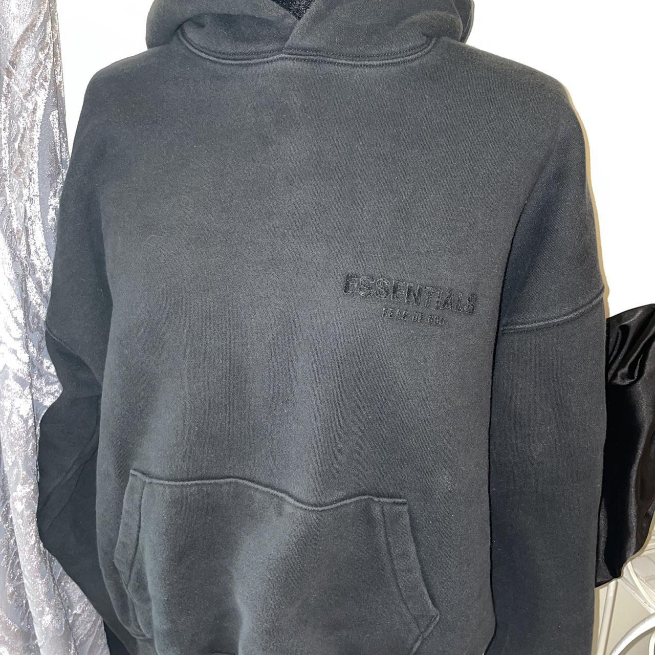 Essentials Men's Black and Grey Hoodie | Depop