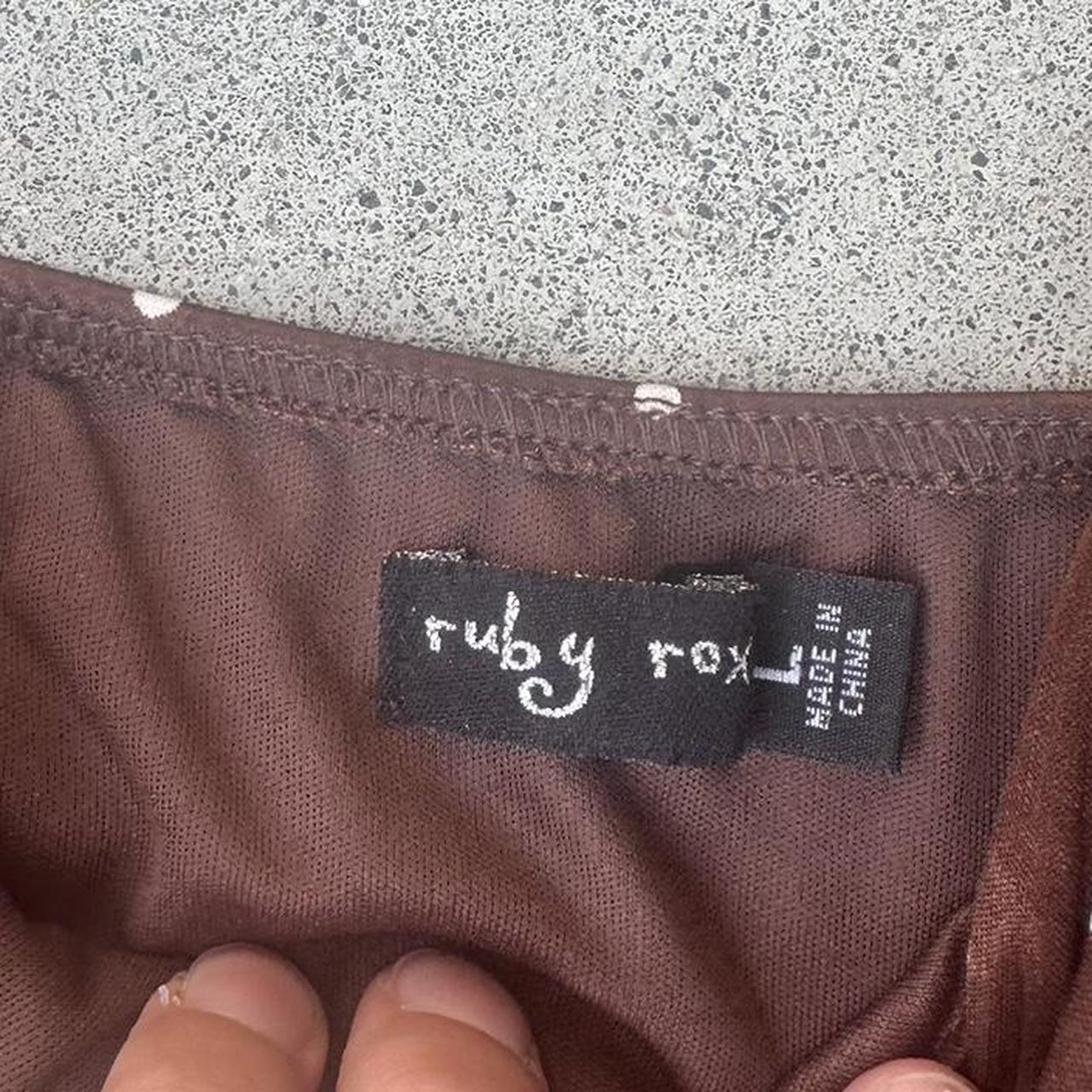 Ruby rox vintage brown and white pokadot mini dress... - Depop