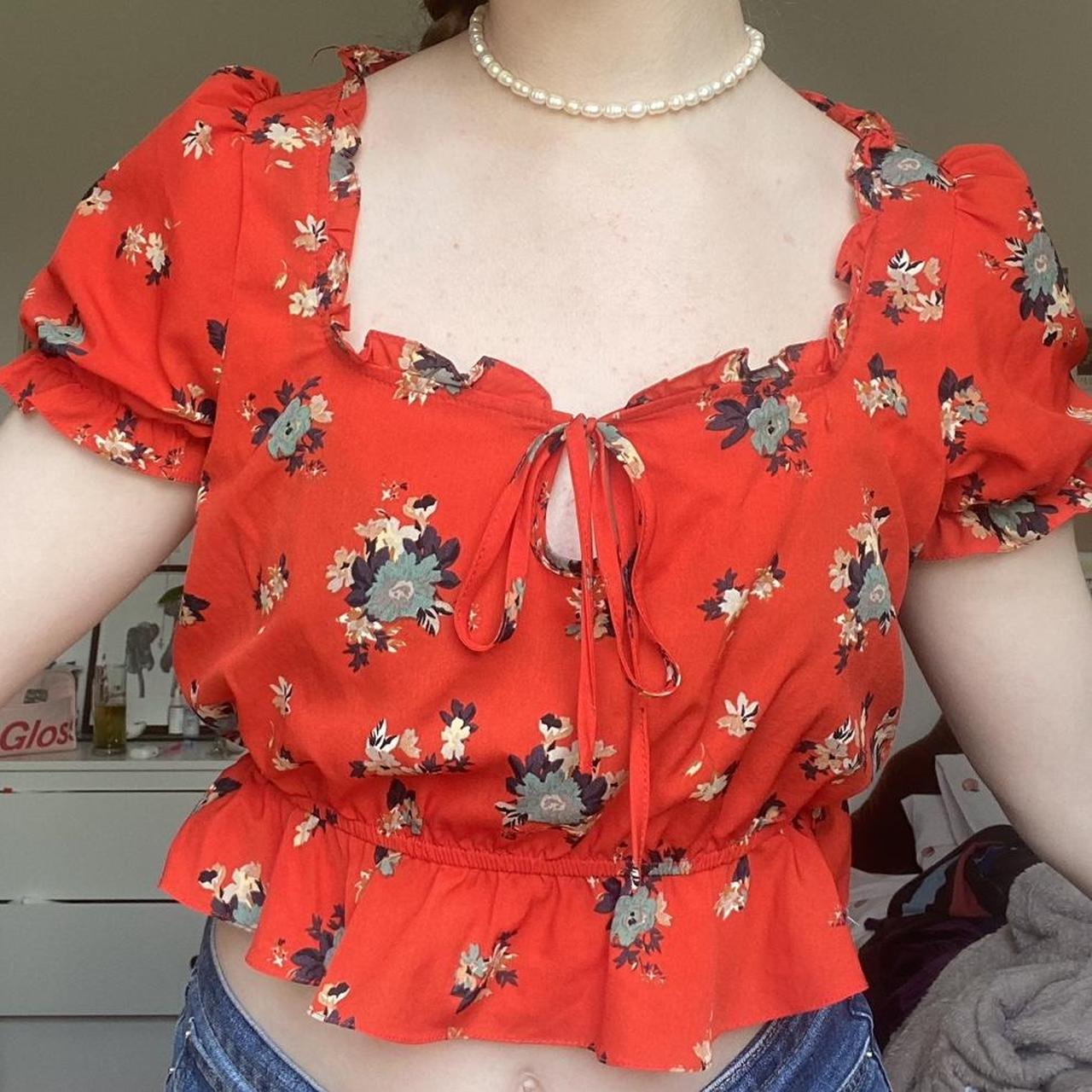 urban outfitters milkmaid style top with tie... - Depop