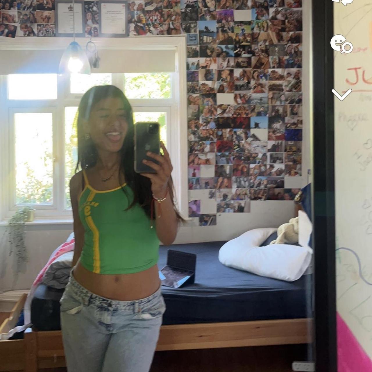 Green brazil tank top. Perfect condition only worn... - Depop