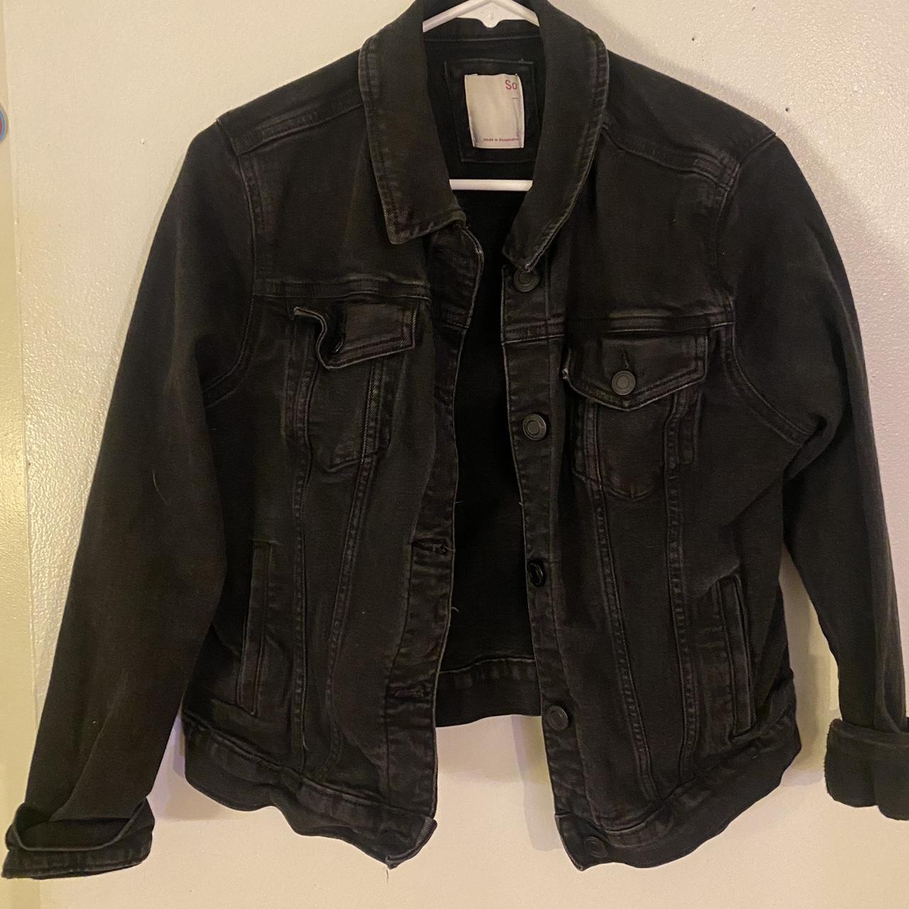 Black denim jacket womens S/M - Depop