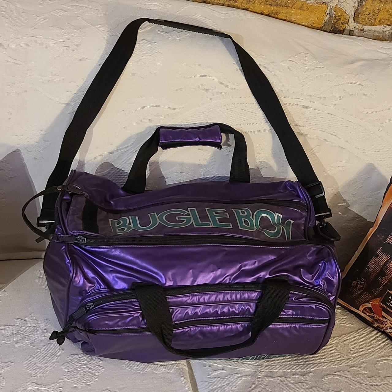 Vintage 1990's Bugle Boy Metallic Purple Duffle Gym... - Depop