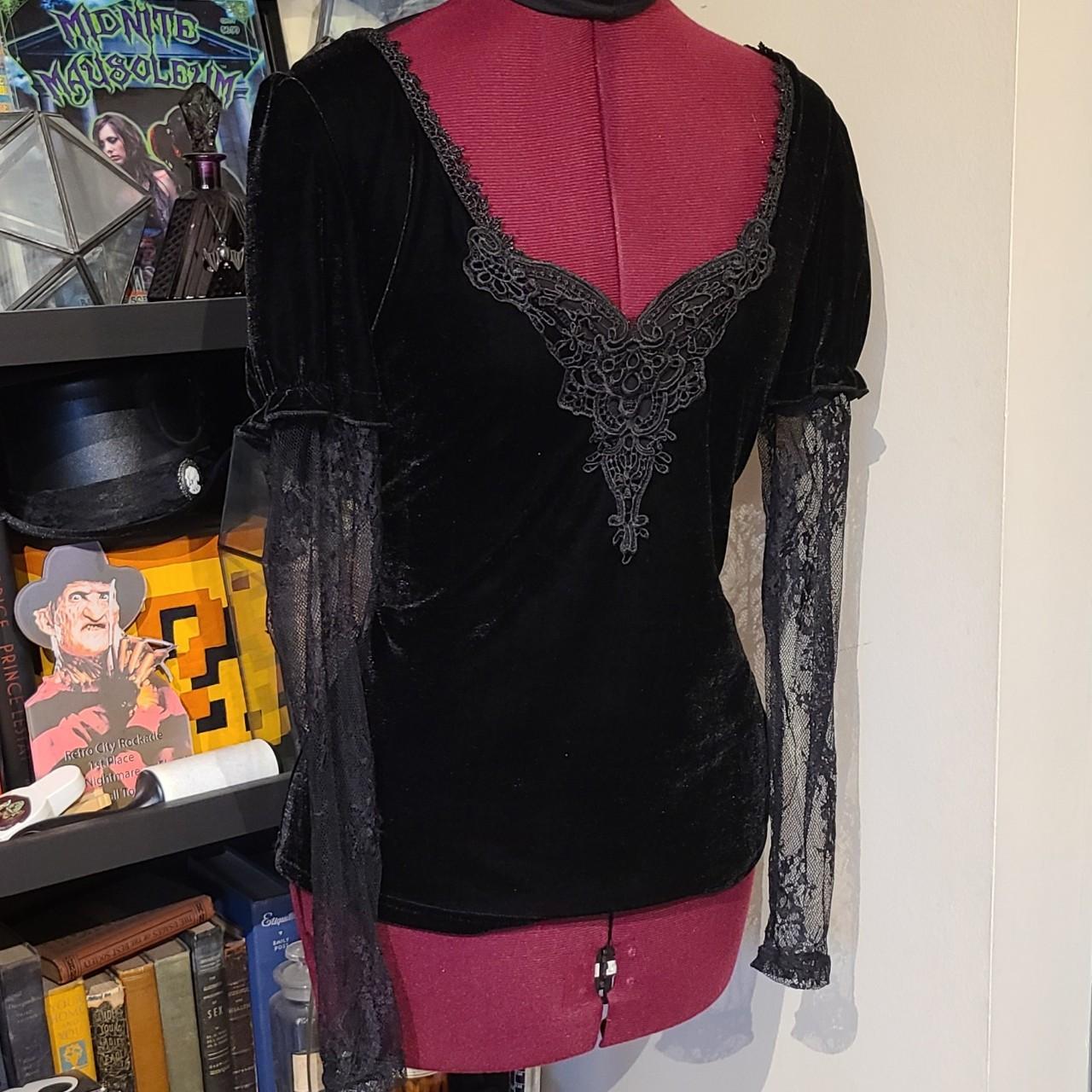 Killstar Romantic Goth Velvet & Lace Top I love... - Depop