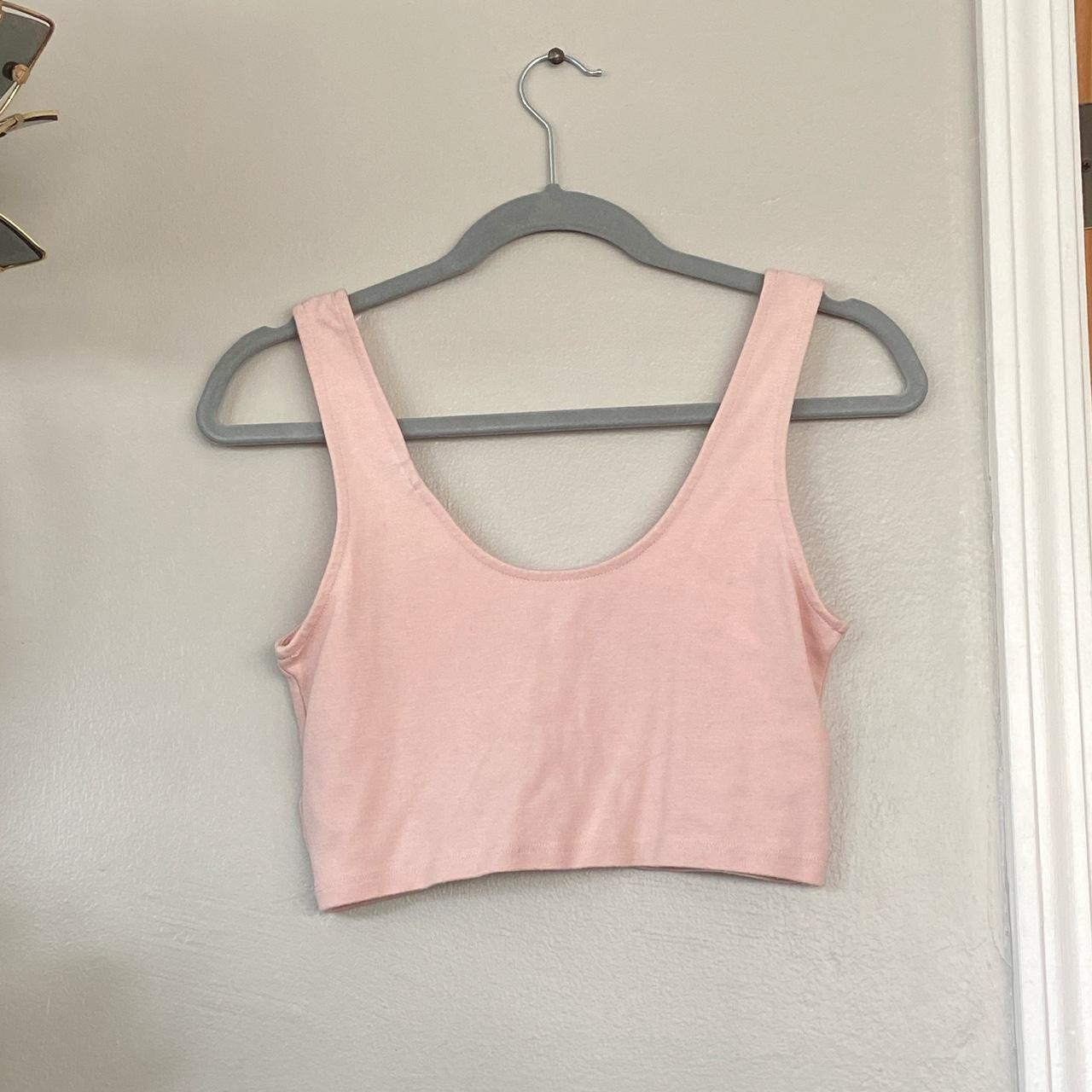 Light pink cropped tank top w/ lace up front - Depop
