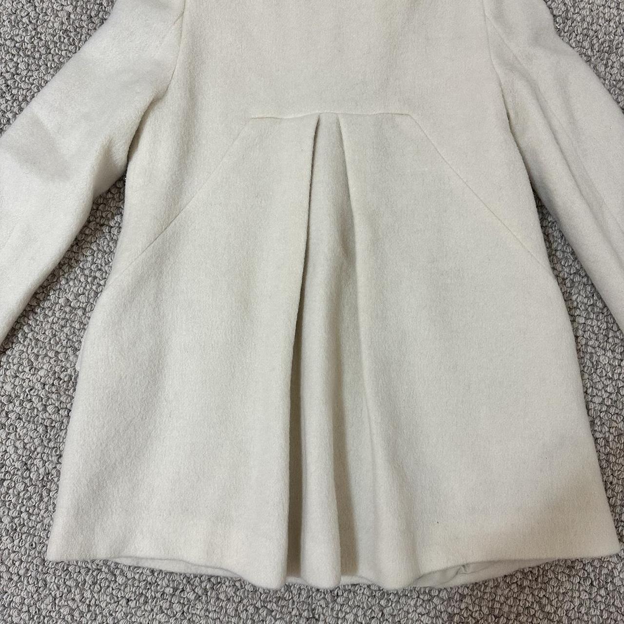 cue cream wool coat size 8 wool and mohair fabric... - Depop