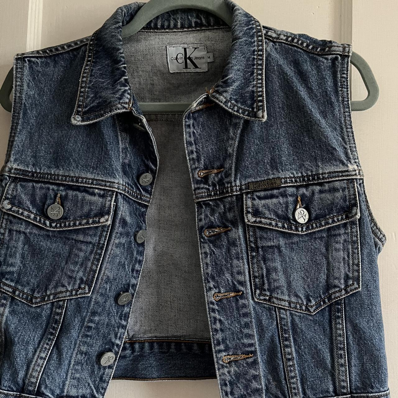 Calvin Kline denim vest. size 4 #punk #vest #denim... - Depop