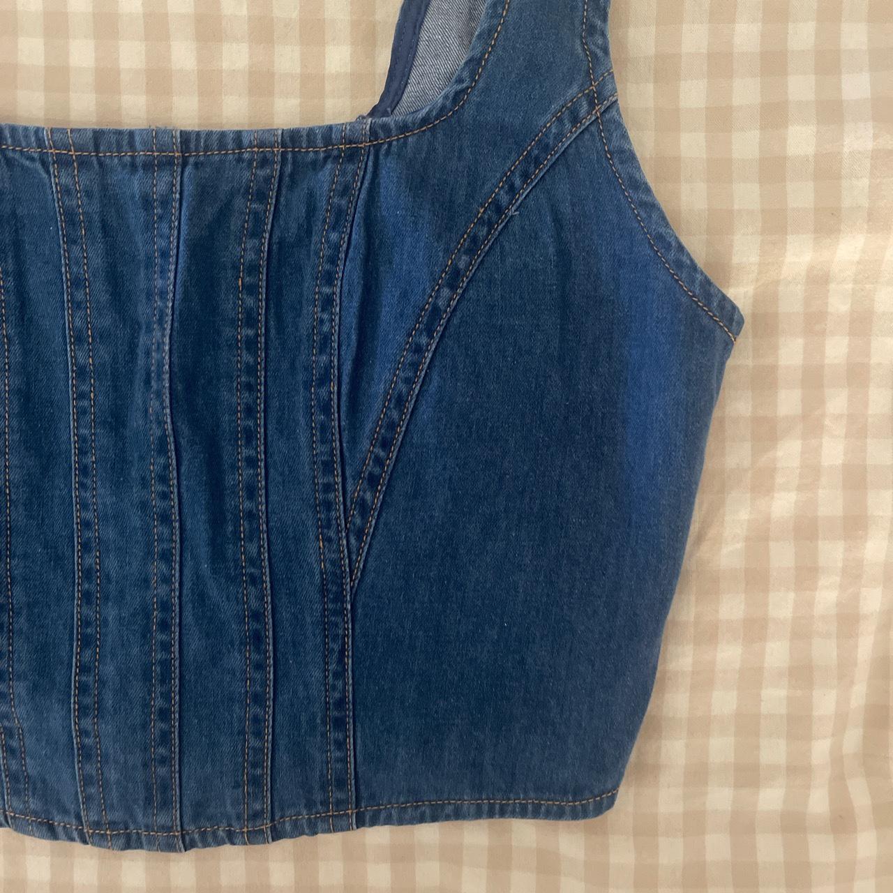 DOTTI denim look corset style top 100% cotton, zip... - Depop