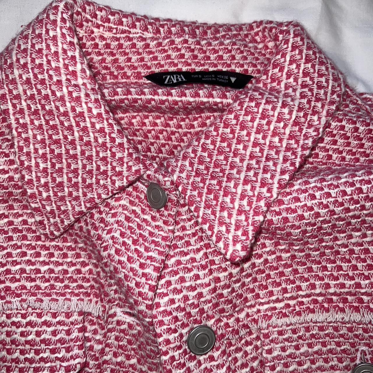 Zara textured cropped jacked fuchsia in size small.... - Depop