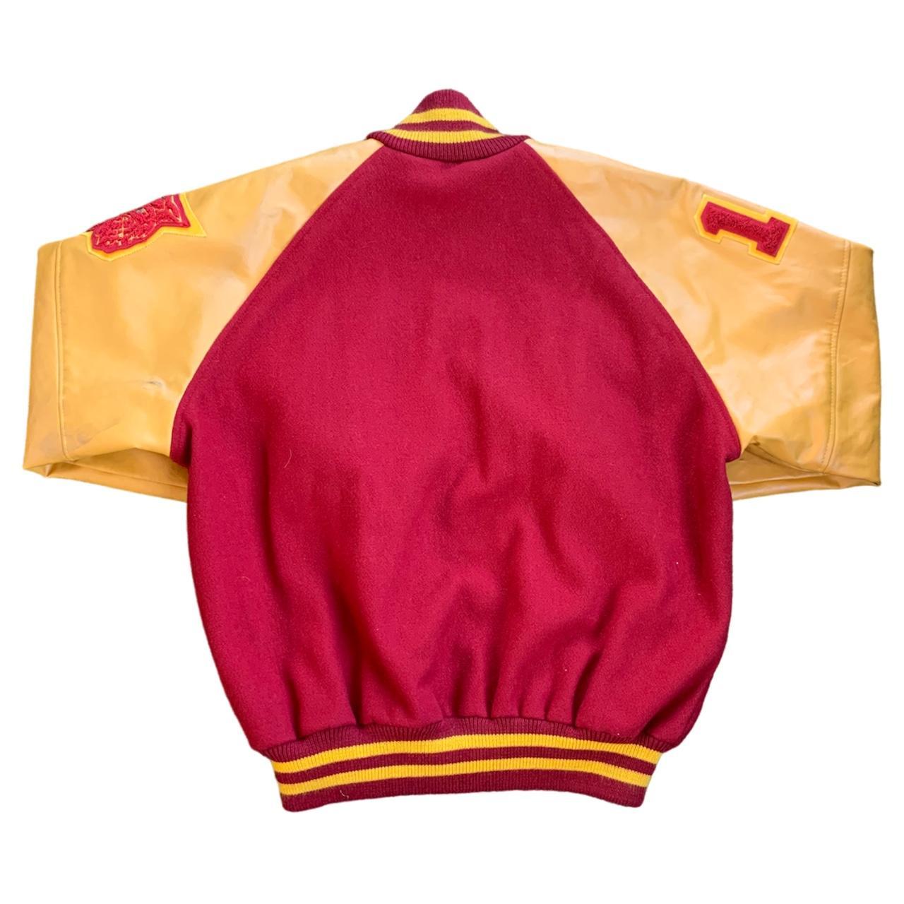 letterman jacket vintage 80s wool, leather... - Depop