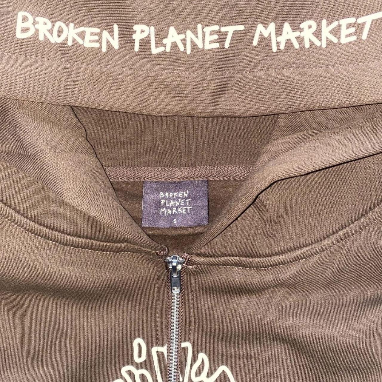 Broken planet zip-up jacket Size Small Brown with... - Depop