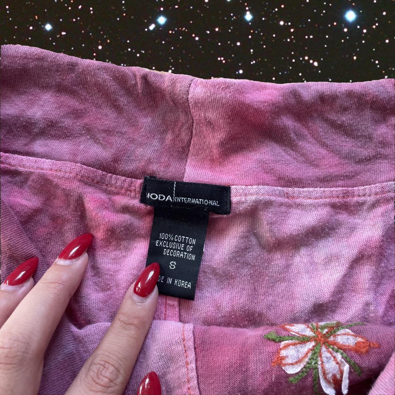 Moda International Pink Tie Dye Embroidered Midi... - Depop