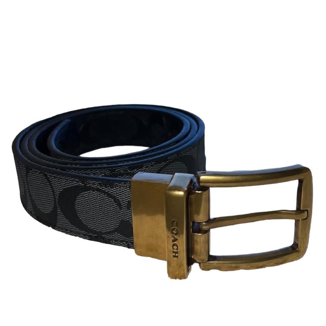 Black and gold reversible coach belt - Depop