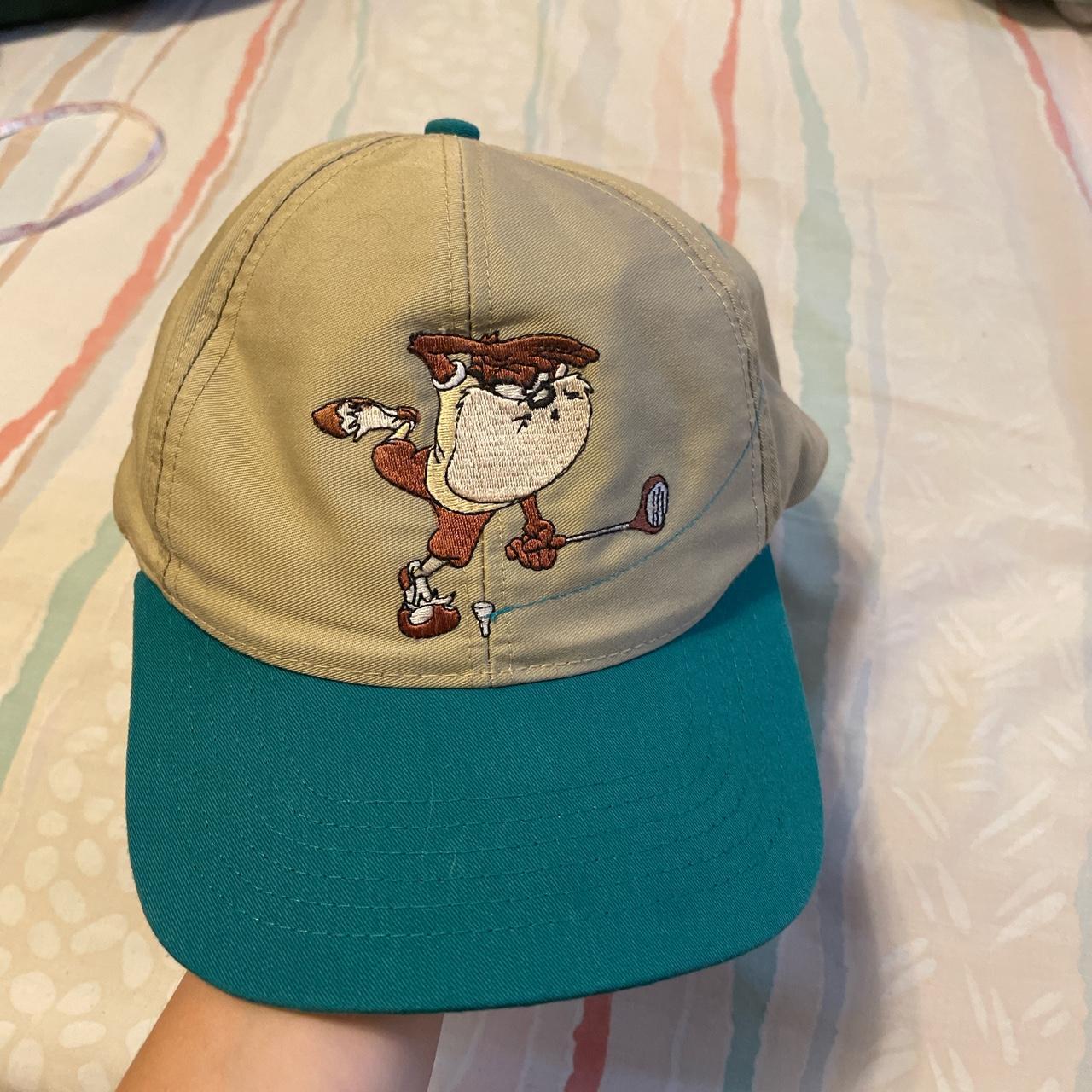 Looney Tunes Golf hat with green brim and khaki... - Depop