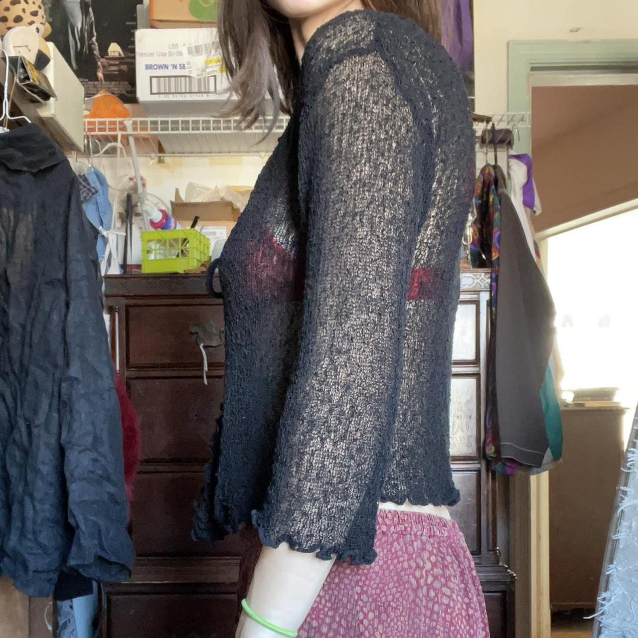 Back from Bali women’s black sheer shrug cardigan... - Depop