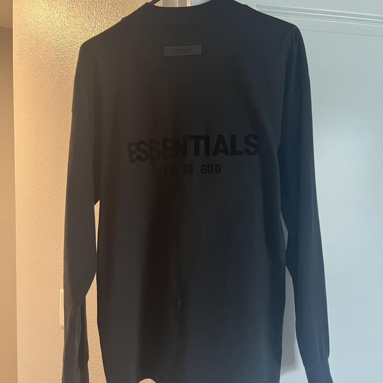 Fear of God Essentials black long sleeve tee - Depop