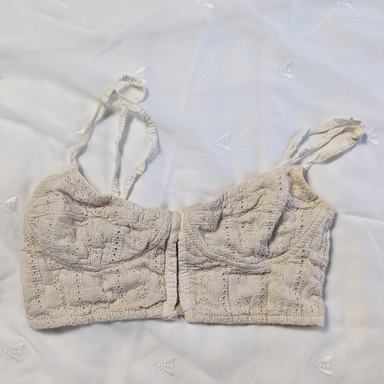 Really cute cream eyelet bralette. Adjustable... - Depop