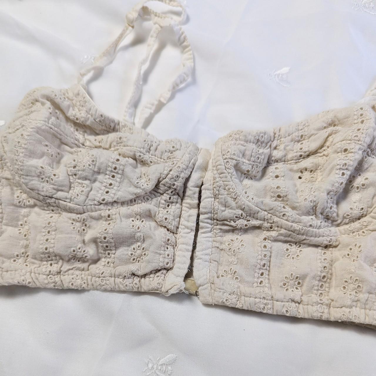 Really cute cream eyelet bralette. Adjustable... - Depop