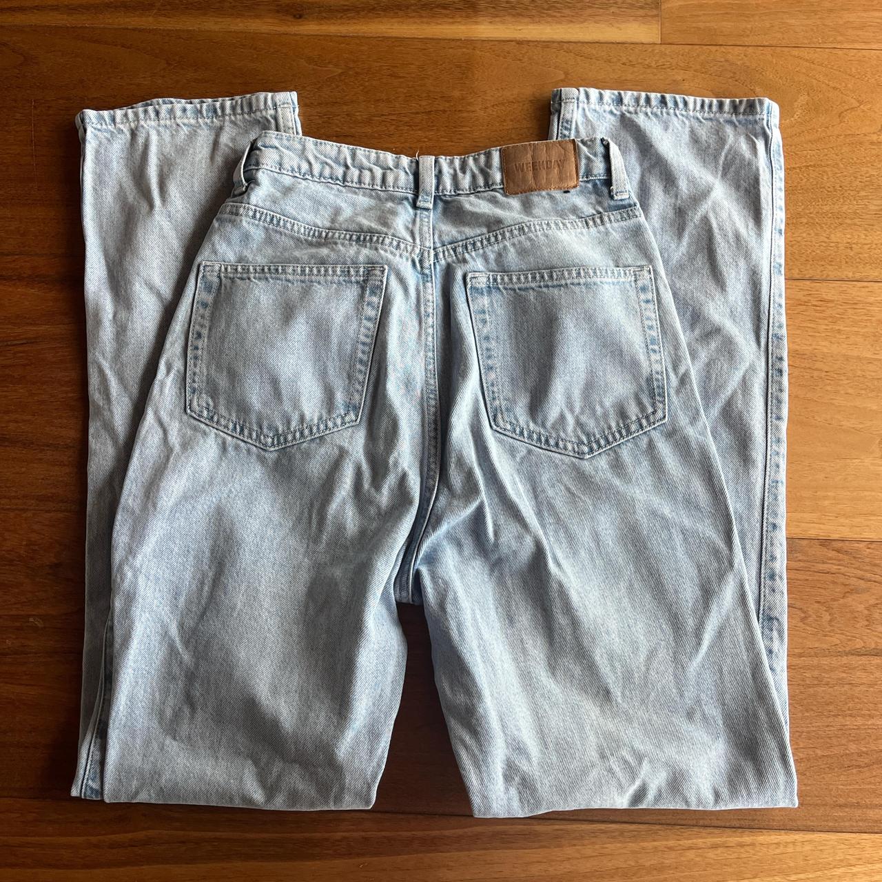 Weekday Rowe High Waisted Light Wash Straight Leg... - Depop
