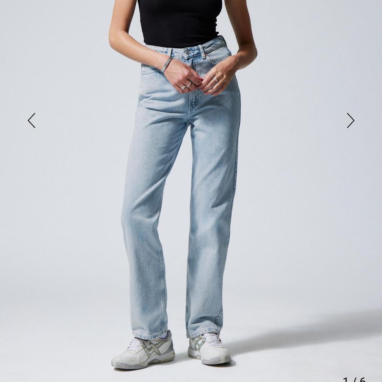 Weekday Rowe High Waisted Light Wash Straight Leg... - Depop