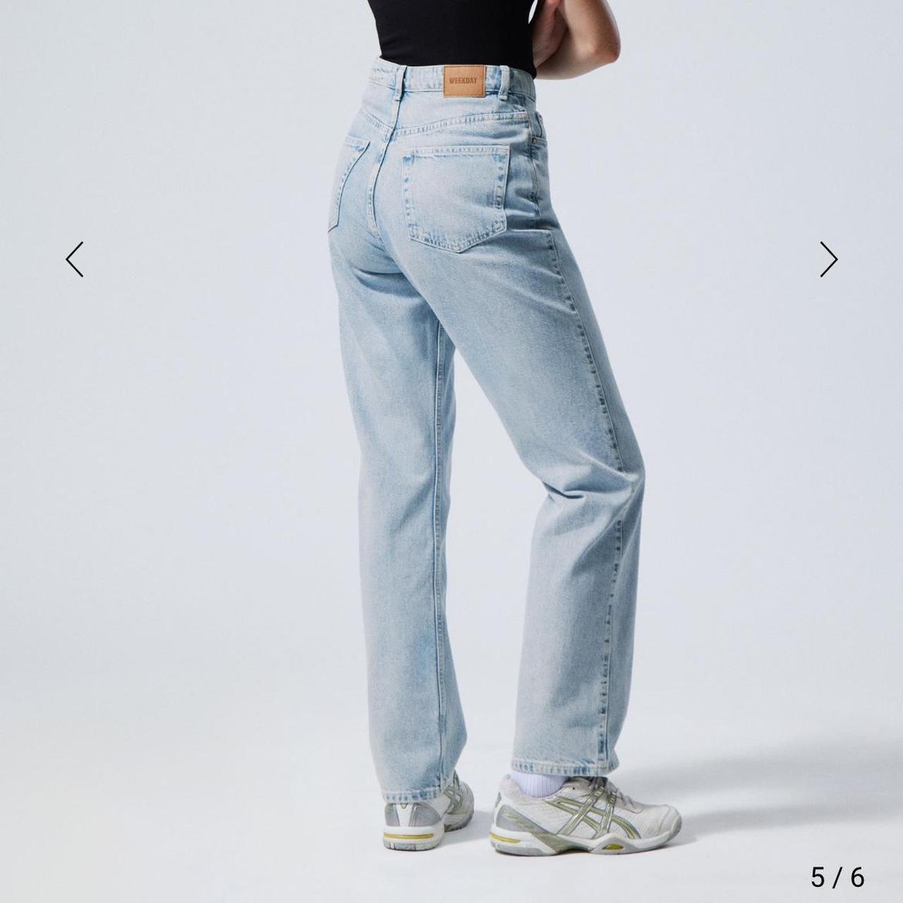 Weekday Rowe High Waisted Light Wash Straight Leg... - Depop