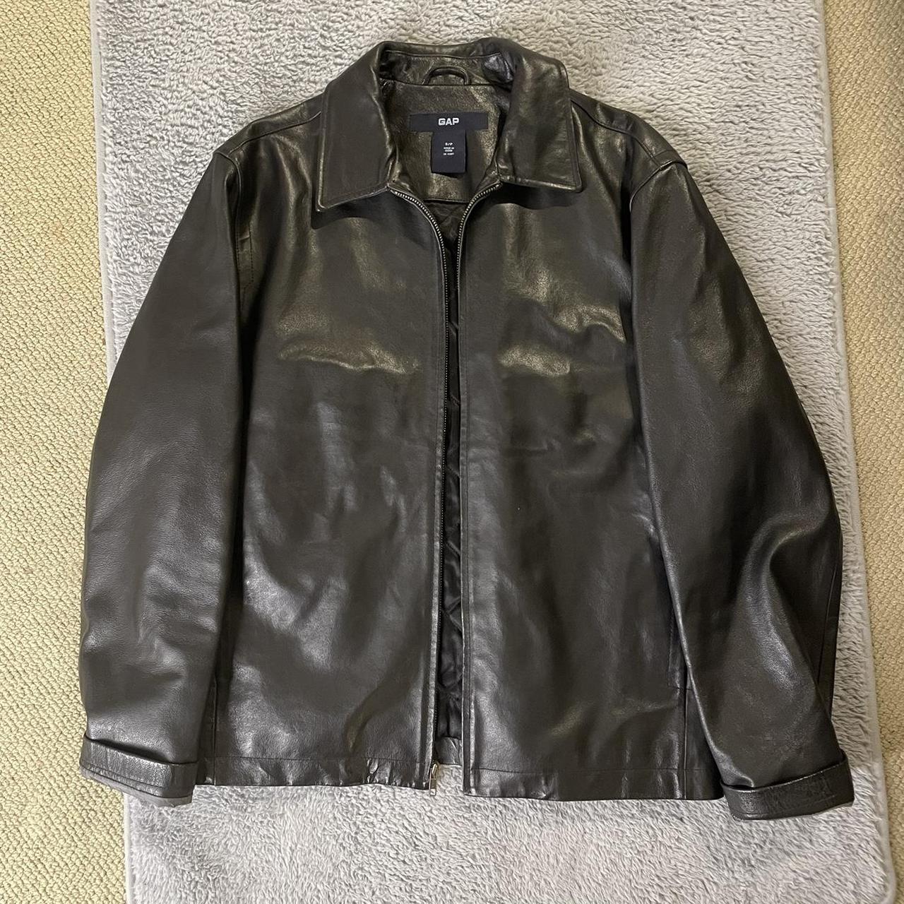 Gap black leather jacket Size small men’s No... - Depop