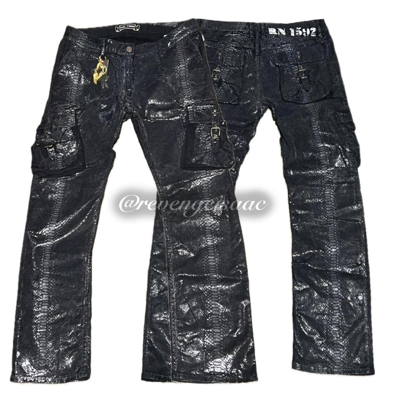 Robins Jeans Predator Cargos Lizard Black Size... - Depop