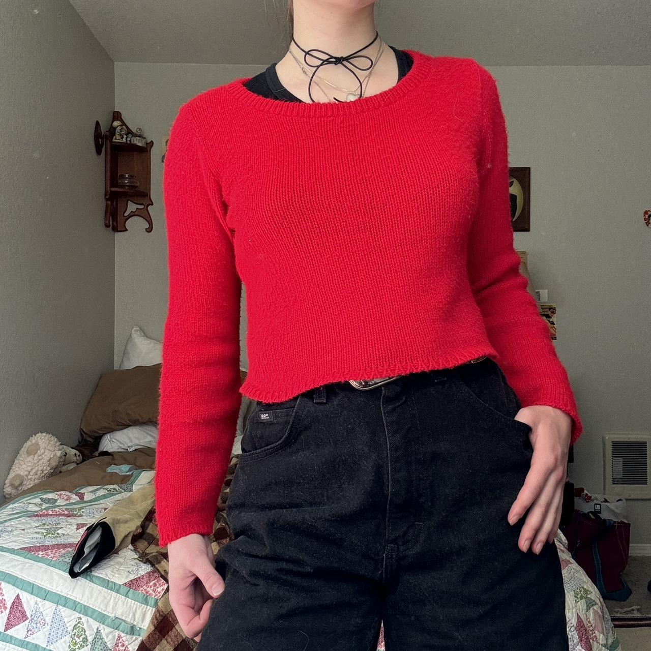 The perfect 90s red cropped sweater Definitely an xs - Depop
