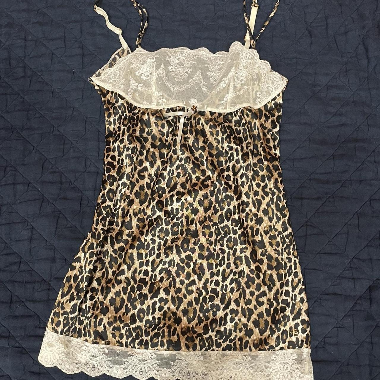 Victoria’s Secret leopard print lace trimmed slip... - Depop