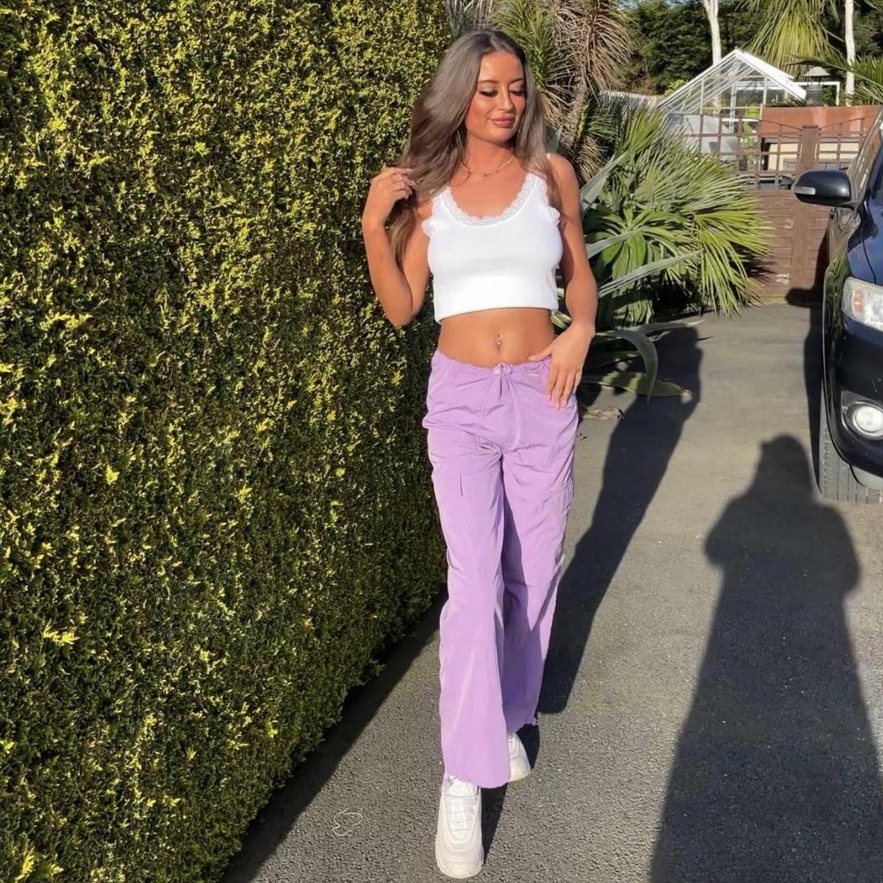 Lilac purple cargo pants Worn once - Depop