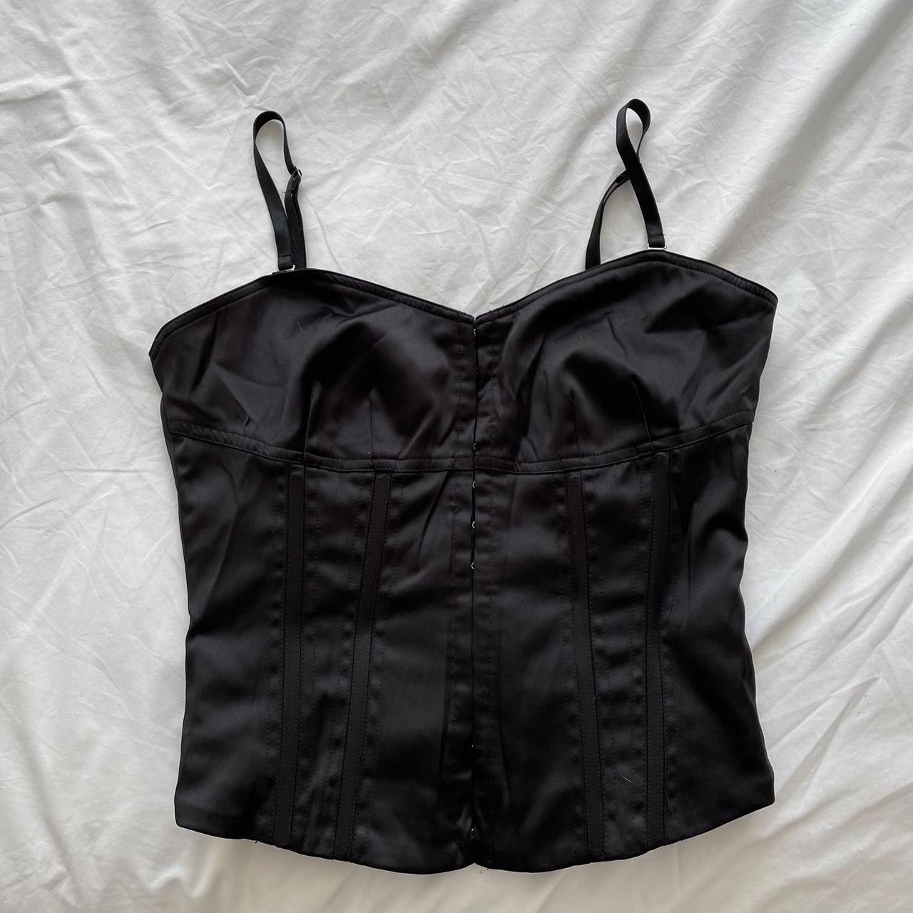 - basque satin corset vest top - hook and eye... - Depop